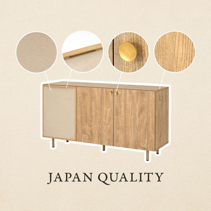 木目調サイドボード ファブリック 真鍮 日本製 [幅135] | 【公式】LOWYA(ロウヤ) 家具･インテリアのオンライン通販