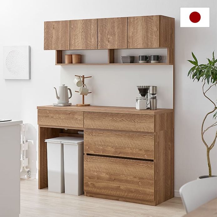 ハイタイプ食器棚 木目調 ゴミ箱収納スペース [幅119/幅139] | 【公式】LOWYA(ロウヤ) 家具･インテリアのオンライン通販